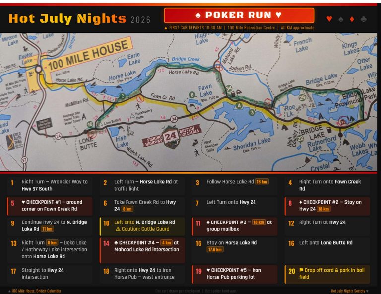 Poker Run Map – Hot July Nights